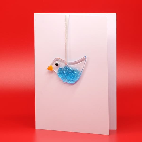 Glass Blue Bird card - Fosse Beads and Friends