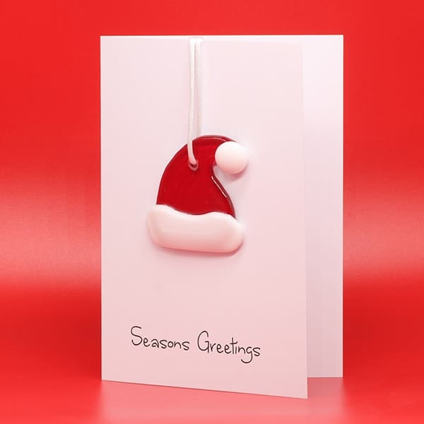Glass Red Santa Hat card - Fosse Beads and Friends