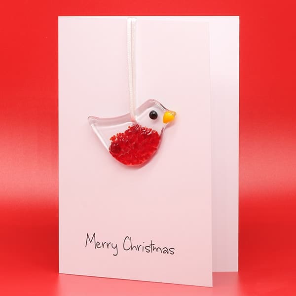 Glass Red Robin card - Fosse Beads and Friends